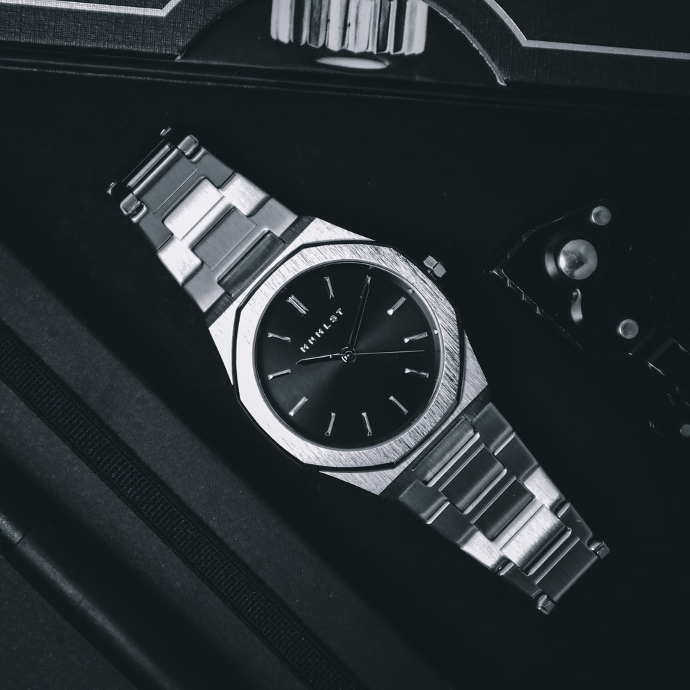 Heritage (Silver & Black) Watch by MNMLST