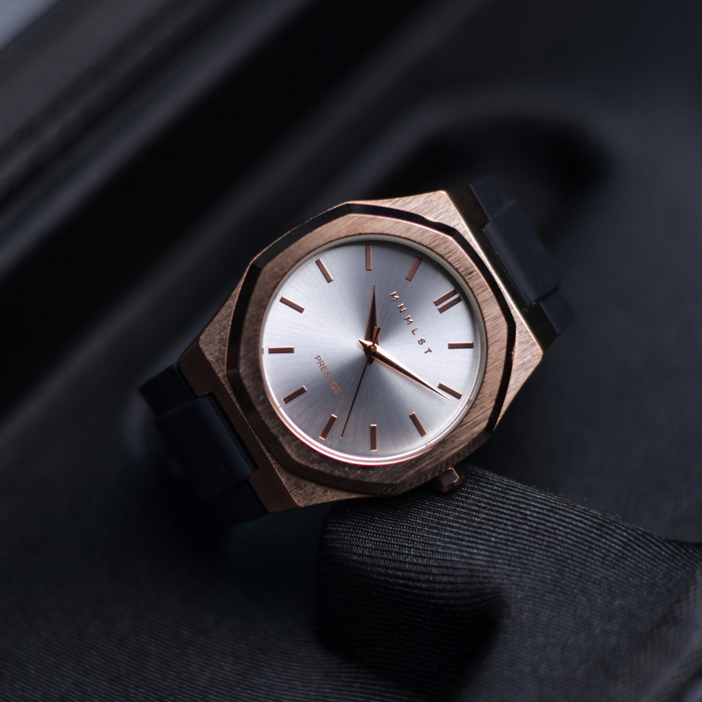 Prestige Pearl - Rose Gold case, Light Coloured Dial, Black Strap – MNMLST